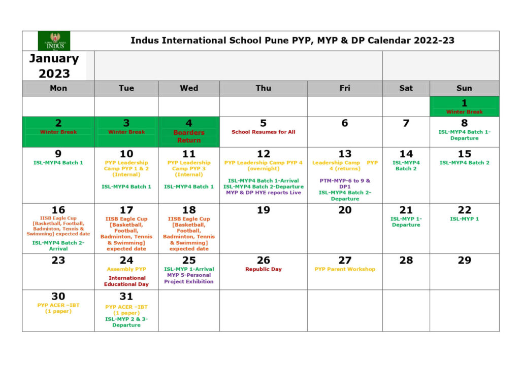 Calendar - Indus Pune