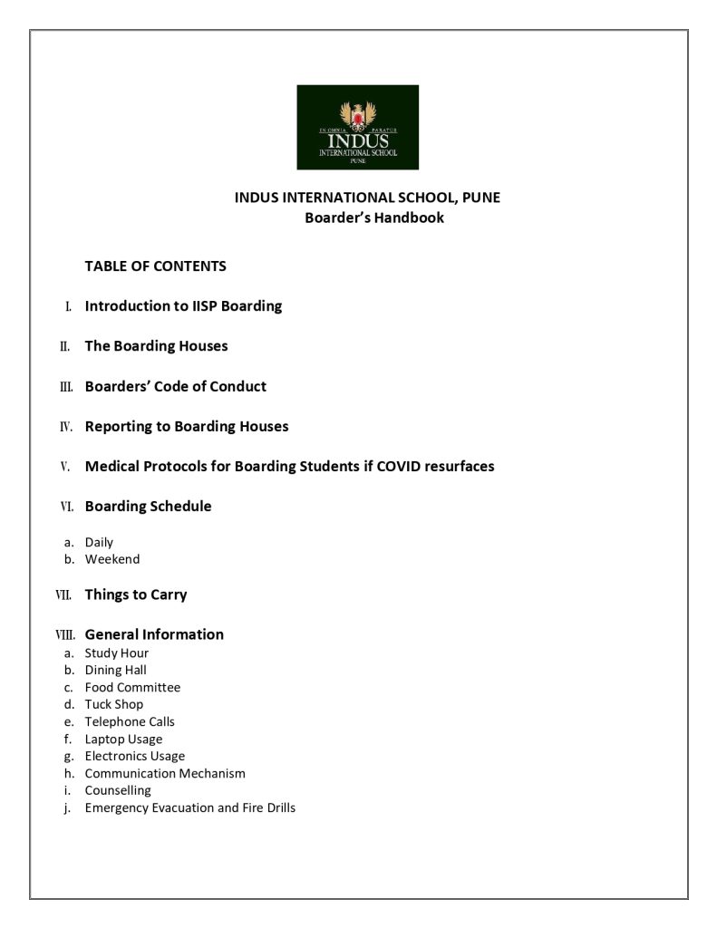 Boarding Manual - Indus Pune