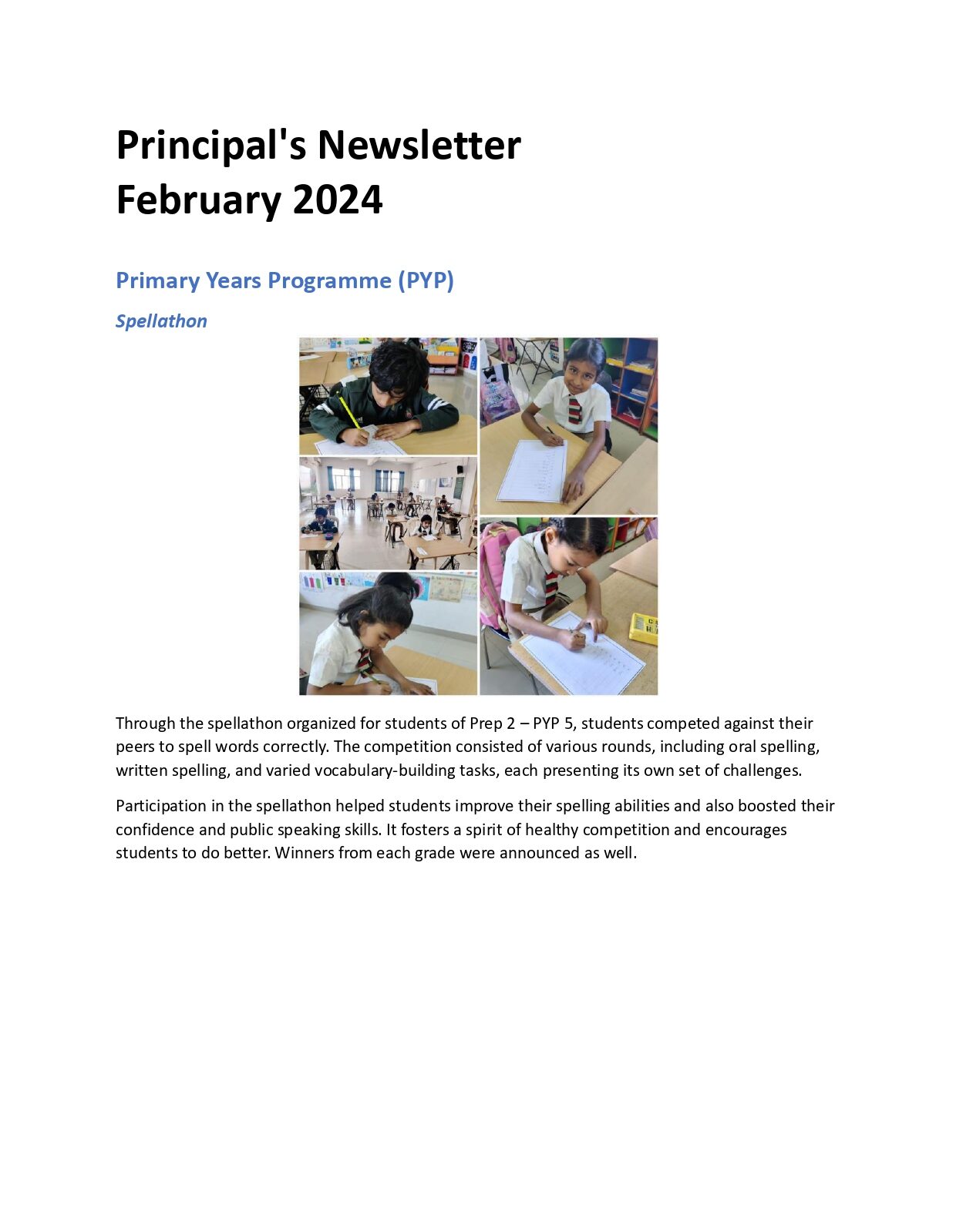 Principal Newsletter - Indus Pune